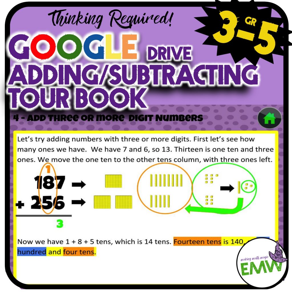 Google Ready Adding and Subtracting Whole Numbers Self Paced Tour Book ...