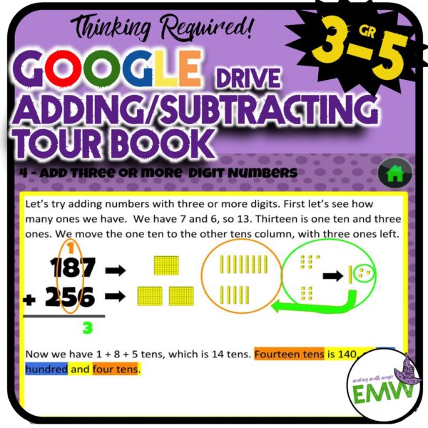Google Ready Adding and Subtracting Whole Numbers Self Paced Tour Book ...