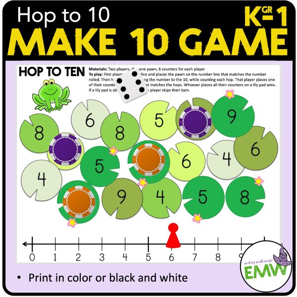 Make 10 Game Number Line For K And 1st Grade * Evil Math Wizard