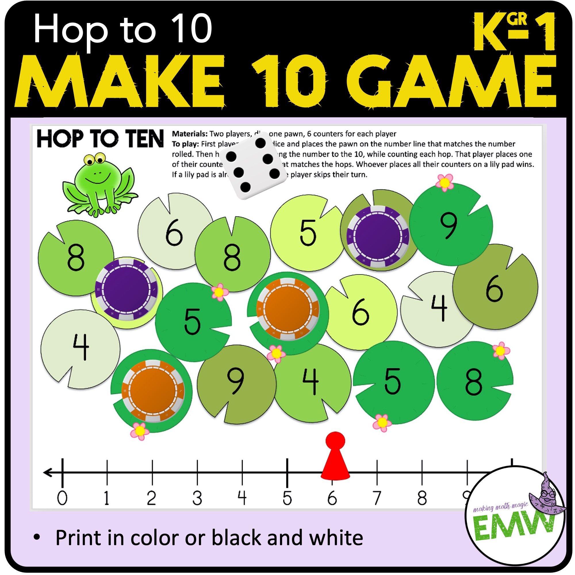 Make 10 Game Number Line For K And 1st Grade * Evil Math Wizard