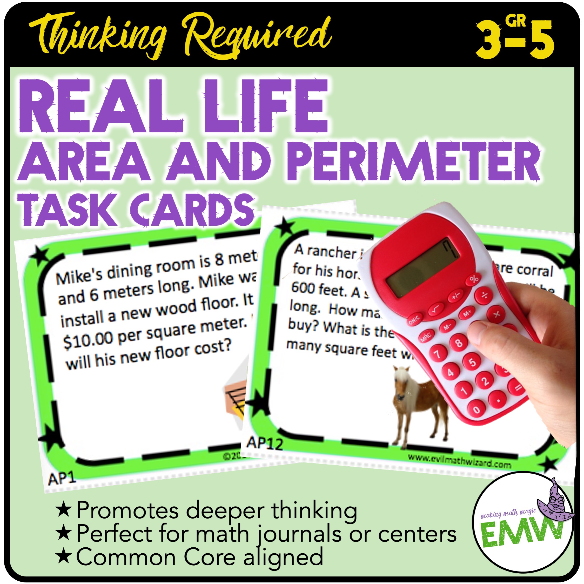 Area And Perimeter Task Cards Deep Thinking Real Life * Evil Math Wizard