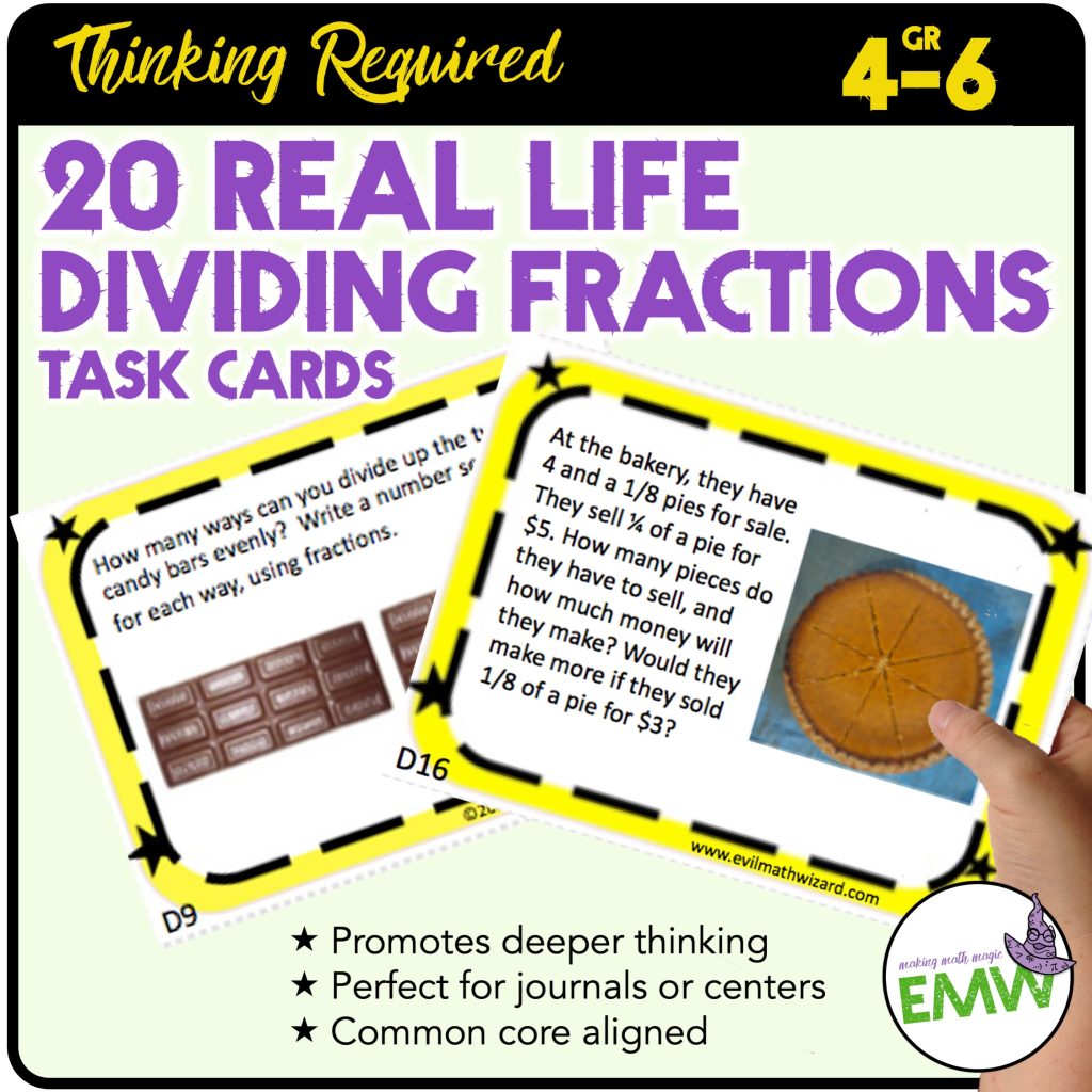 Dividing Fractions Task Cards Deep Thinking Real Life Word Problems ...
