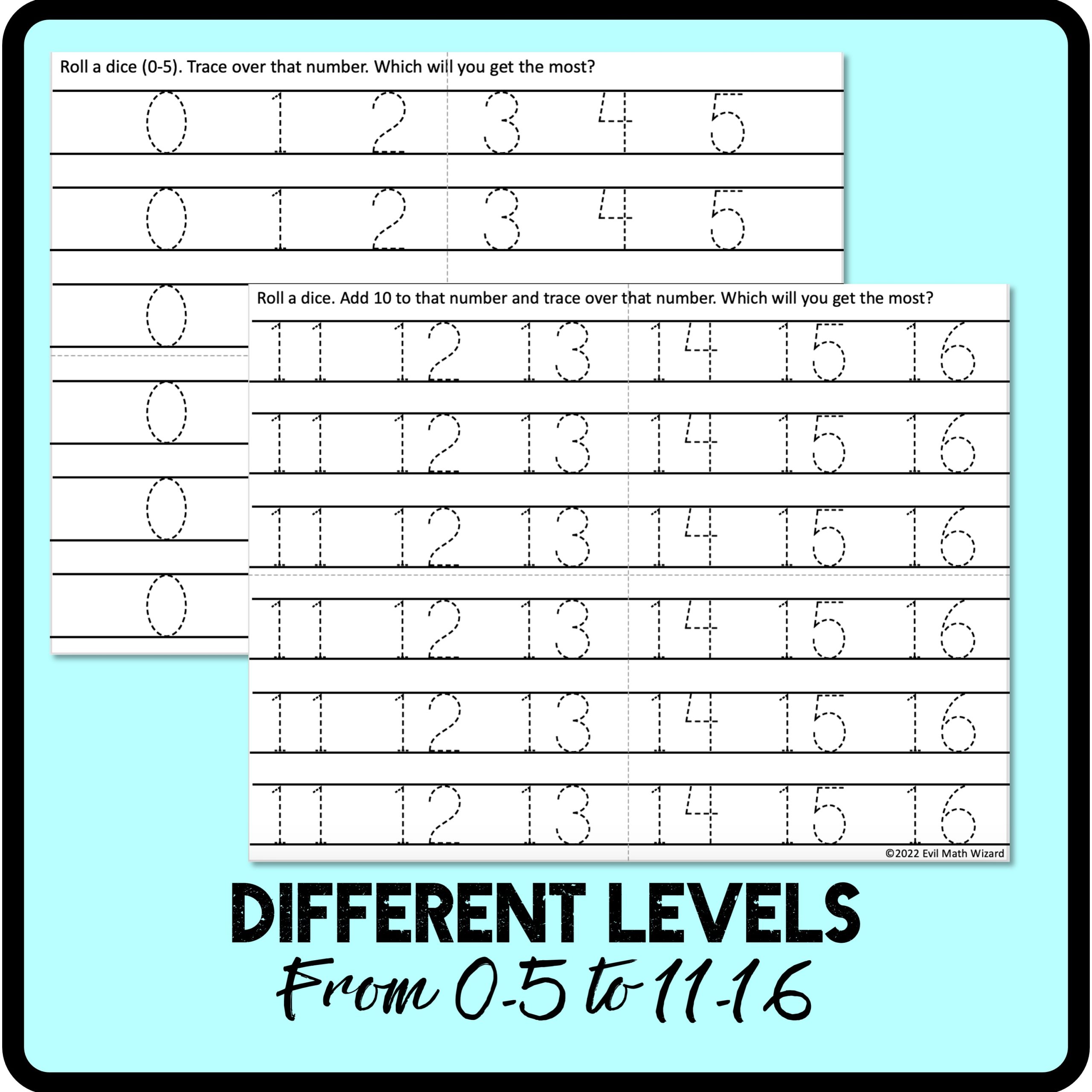 Tracing, Writing, Identifying, Adding Numbers Roll And Trace * Evil ...
