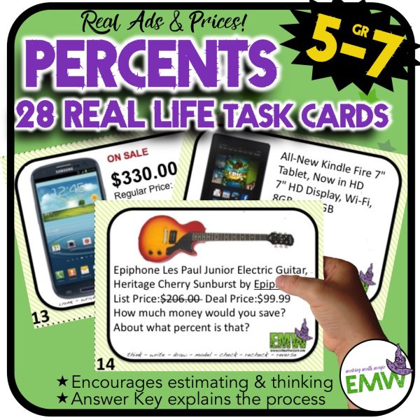 Percent Task Cards Activity With Real Life Ads And Prices * Evil Math ...