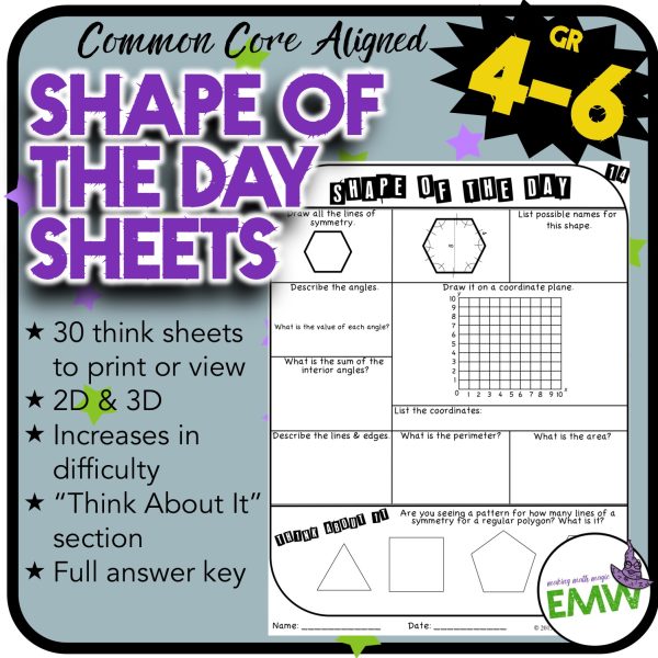 Shape Of The Day Worksheets * Evil Math Wizard
