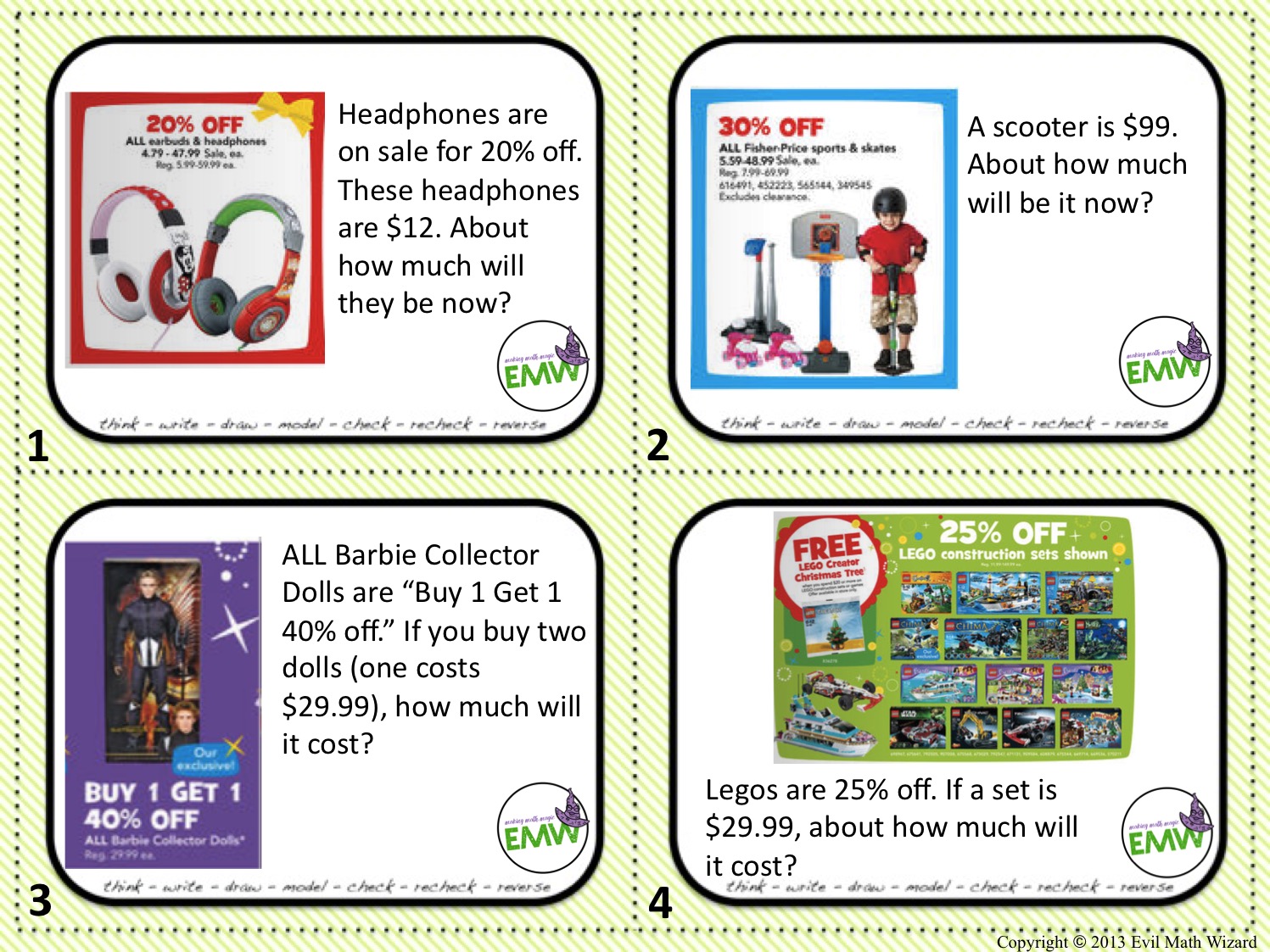 Percent Task Cards Activity With Real Life Ads And Prices * Evil Math ...